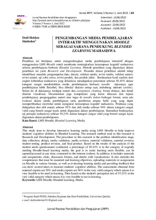 (PDF) Pengembangan Media Pembelajaran Interaktif Menggunakan Moodle Sebagai Sarana Pendukung ...