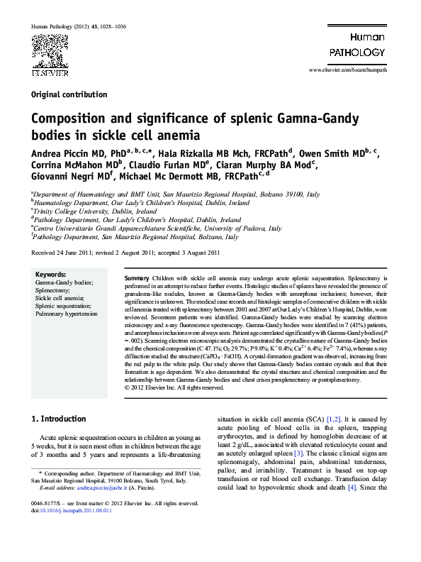 (PDF) Composition and significance of splenic Gamna-Gandy bodies in ...