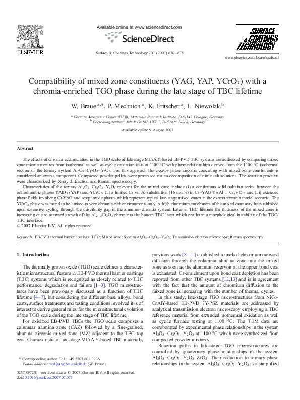 (PDF) Compatibility of mixed zone constituents (YAG, YAP, YCrO3) with a ...