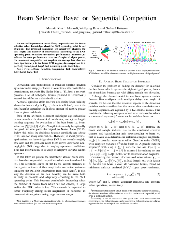 (PDF) Beam Selection Based on Sequential Competition