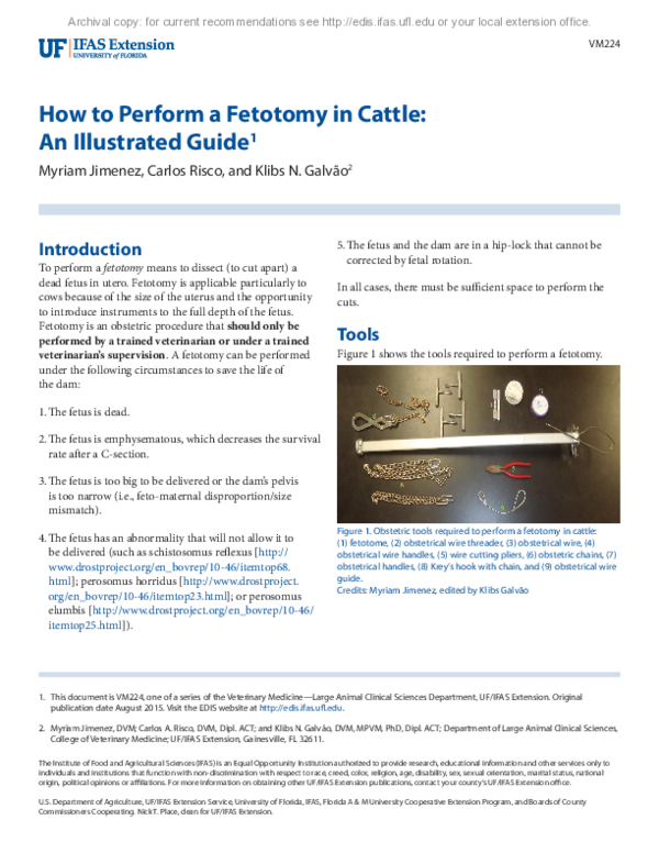 (PDF) How to Perform a Fetotomy in Cattle: An Illustrated Guide