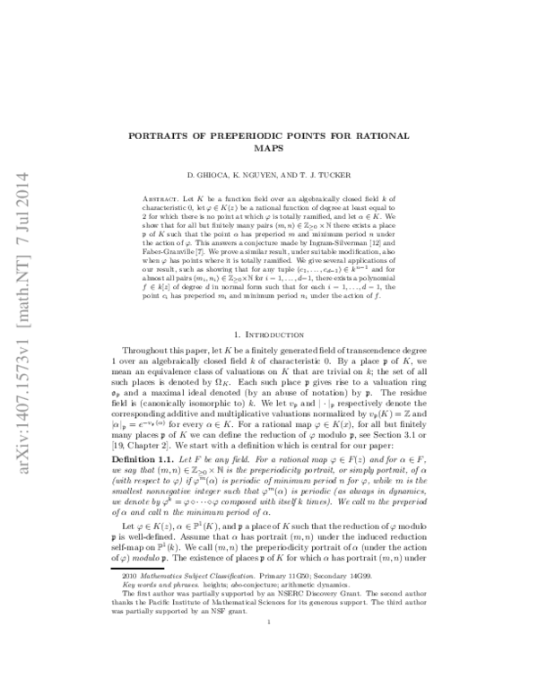 (PDF) Portraits of preperiodic points for rational maps