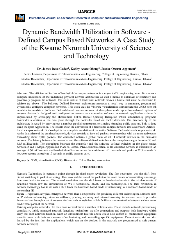 Pdf Dynamic Bandwidth Utilization In Software Defined Campus Based