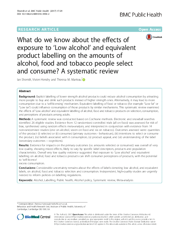 (PDF) What do we know about the effects of exposure to 'Low alcohol ...