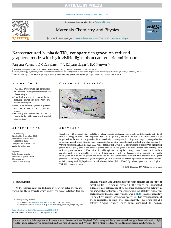 (PDF) Nanostructured bi-phasic TiO2 nanoparticles grown on reduced ...