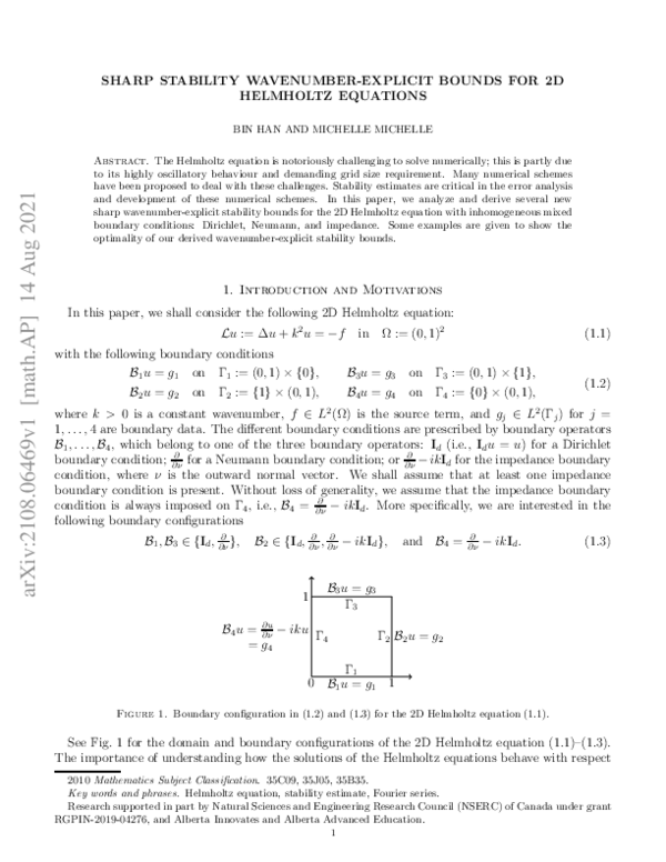 (PDF) Sharp Stability Wavenumber-explicit Bounds for 2D Helmholtz Equations | Michelle Michelle ...