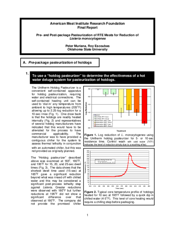 (PDF) Pre- and Post-package Pasteurization of RTE Meats for Reduction ...