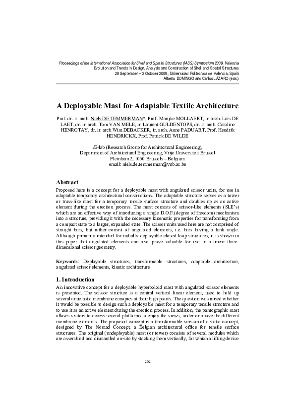 (PDF) A Deployable Mast for Adaptable Textile Architecture