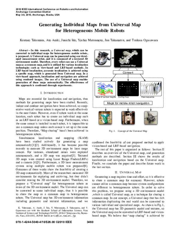 Pdf Generating Individual Maps From Universal Map For Heterogeneous Mobile Robots