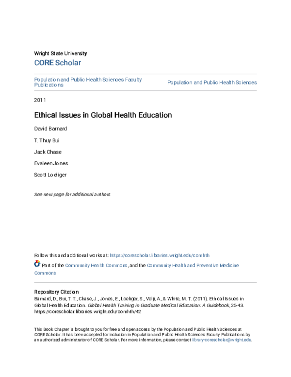 (PDF) Ethical Issues in Global Health Education