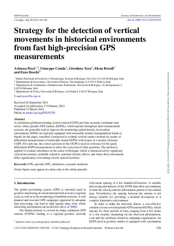 (PDF) Strategy for the detection of vertical movements in historical ...