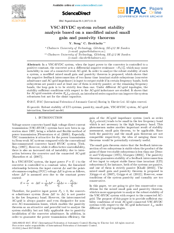 (PDF) VSC-HVDC system robust stability analysis based on a modified mixed small gain and ...