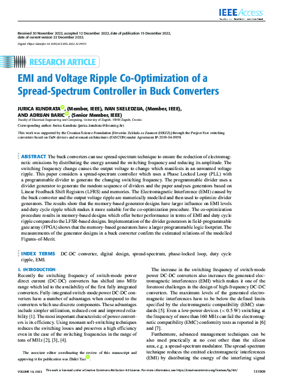 Pdf Emi And Voltage Ripple Co Optimization Of A Spread Spectrum