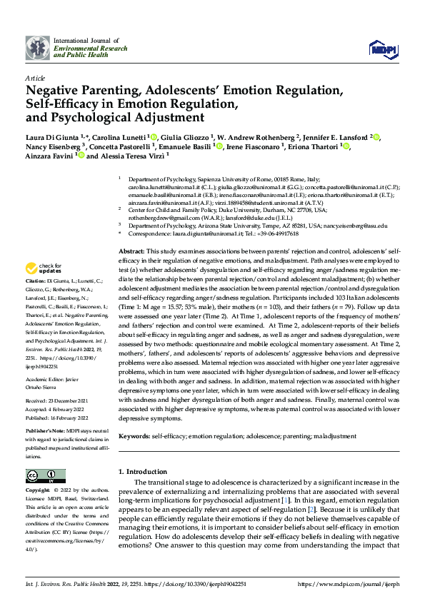 (PDF) Negative Parenting, Adolescents’ Emotion Regulation, Self ...