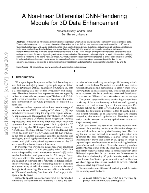 (PDF) A Non-Linear Differentiable CNN-Rendering Module for 3D Data ...