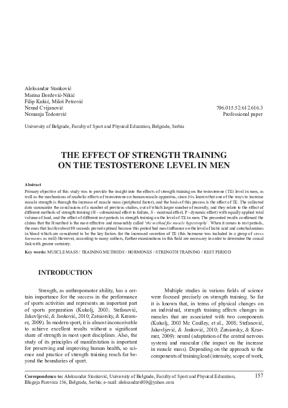 (PDF) The effect of strength training on the testosterone level in men