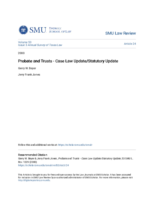 (PDF) Probate and Trusts-Case Law Update/Statutory Update