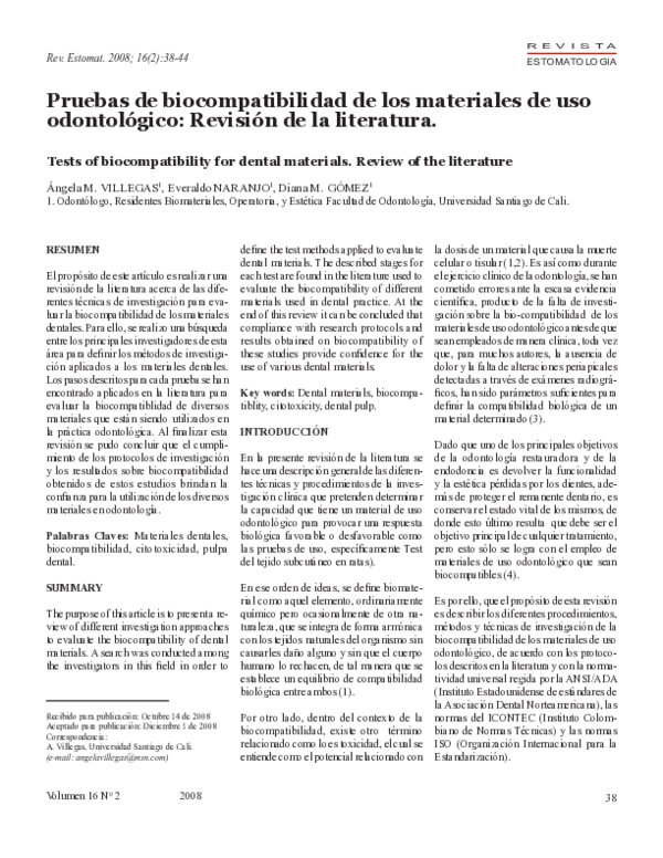 (PDF) Tests of biocompatibility for dental materials. Review of the ...