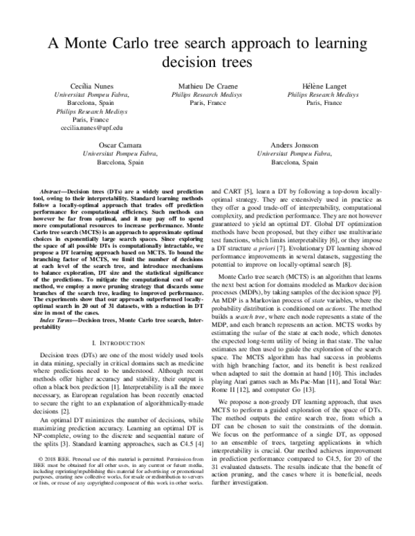 (PDF) A Monte Carlo Tree Search Approach to Learning Decision Trees