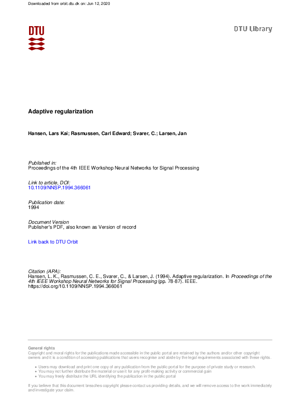 (PDF) Adaptive regularization