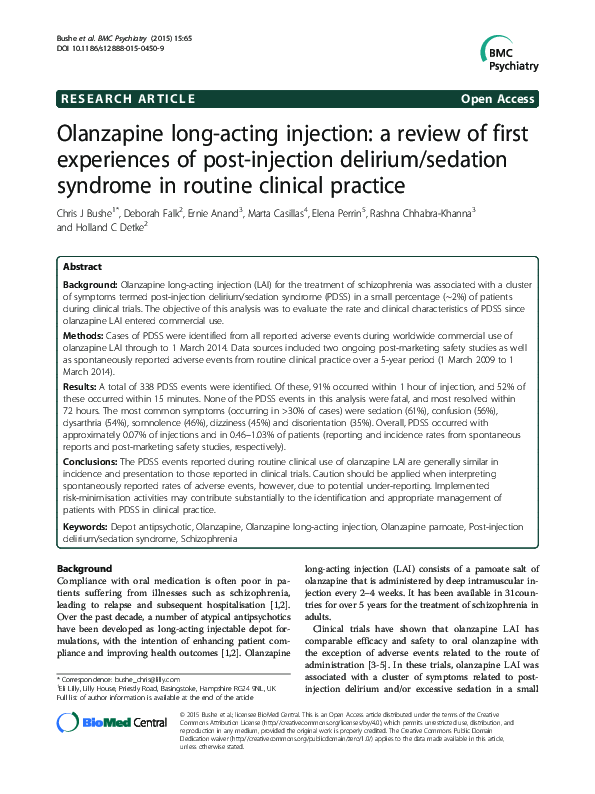 (PDF) Olanzapine long-acting injection: a review of first experiences ...