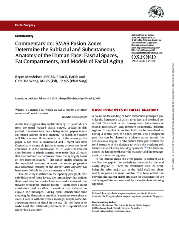 (PDF) Commentary on: SMAS Fusion Zones Determine the Subfacial and ...