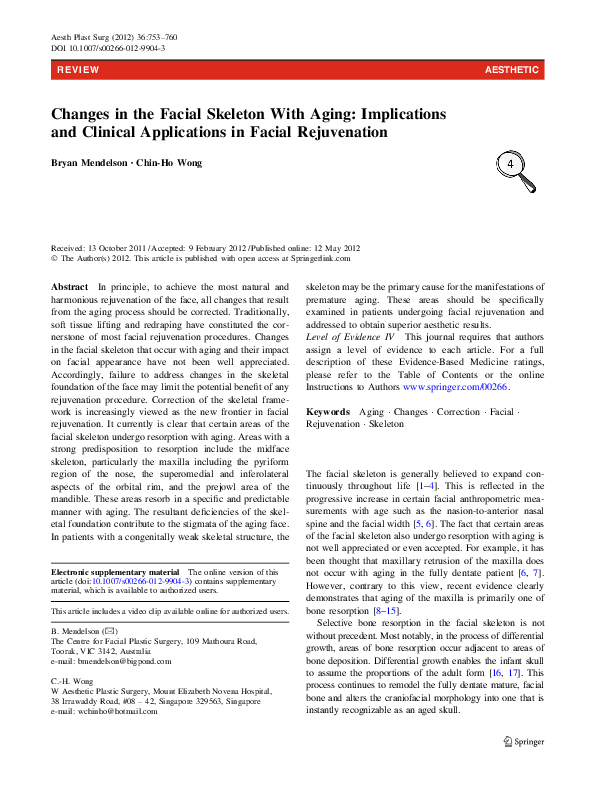 (PDF) Changes in the Facial Skeleton With Aging: Implications and ...
