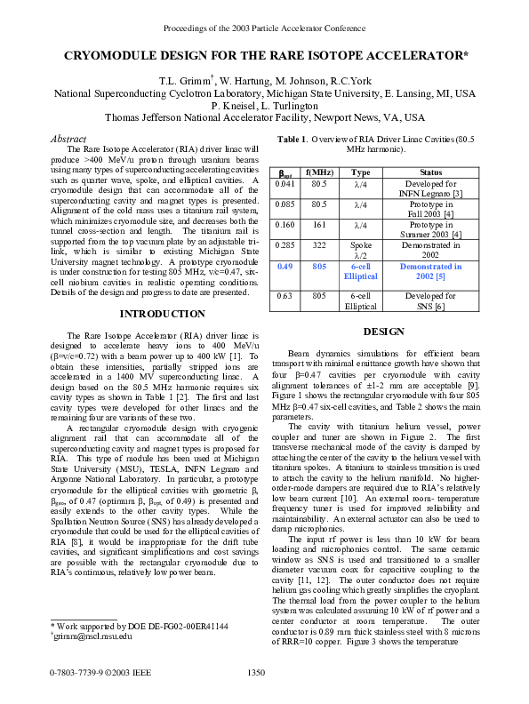 (PDF) Cryomodule design for the rare isotope accelerator