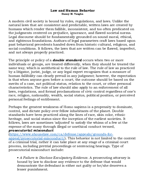 (PDF) Law and Human Behavior