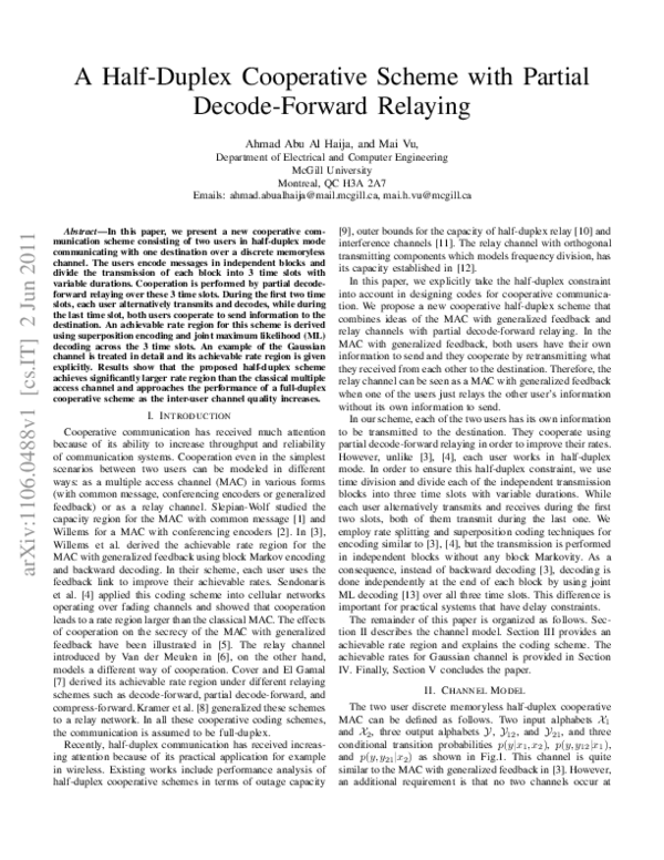 (PDF) A half-duplex cooperative scheme with partial decode-forward relaying