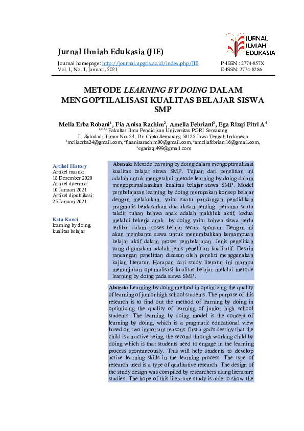 (PDF) Metode Learning by Doing Dalam Mengoptilalisasi Kualitas Belajar ...