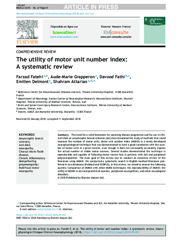 (PDF) The utility of motor unit number index: A systematic review