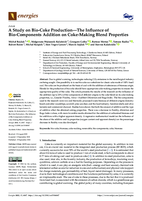 (PDF) A Study on Bio-Coke Production—The Influence of Bio-Components ...