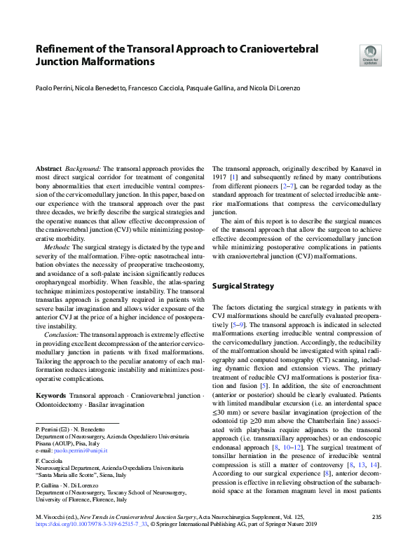 (PDF) Refinement of the Transoral Approach to Craniovertebral Junction ...