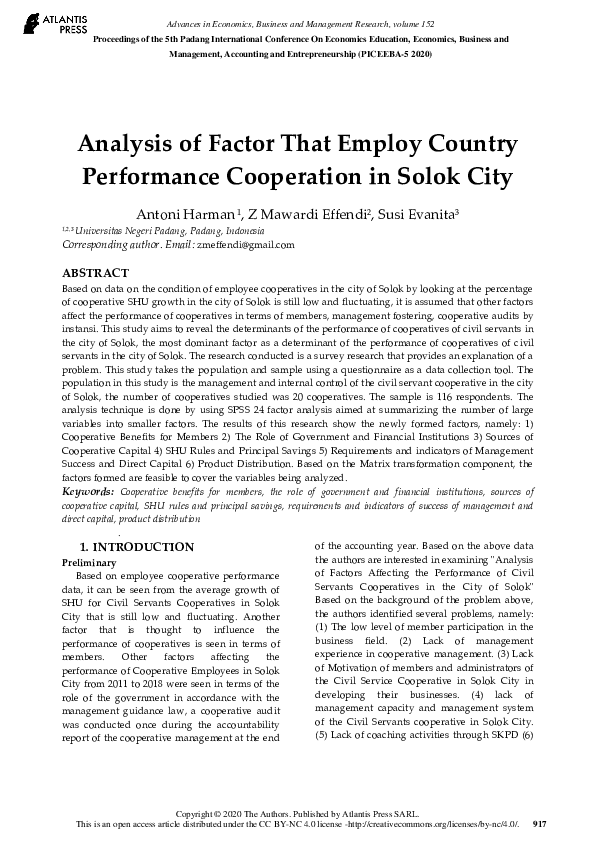 (PDF) Analysis of Factor That Employ Country Performance Cooperation in ...