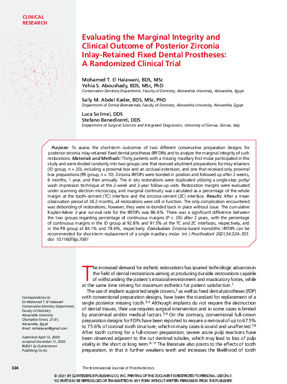 (PDF) Evaluating the Marginal Integrity and Clinical Outcome of ...