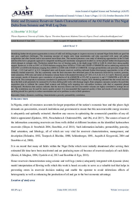 (DOC) Static and Dynamic Reservoir Sands Characterization of An Oil ...