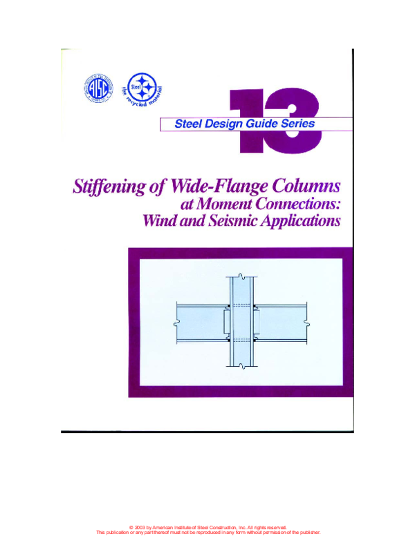 (PDF) Steel Design Guide Series Stiffening of Wide-Flange Columns at ...