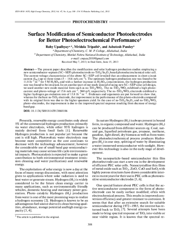 (PDF) Surface modification of semiconductor photoelectrodes for better ...