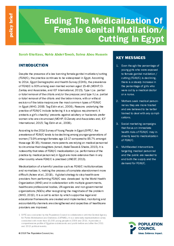 (PDF) Ending the medicalization of female genital mutilation/cutting in ...