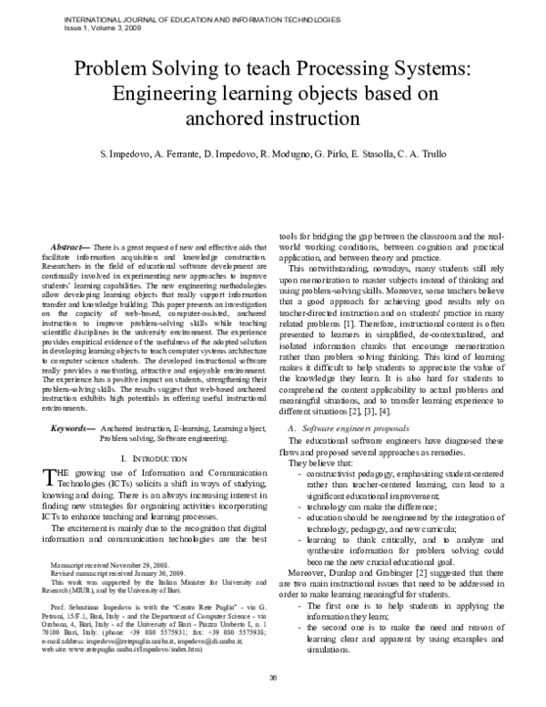 (PDF) Problem Solving to teach Processing Systems: Engineering learning objects based on ...