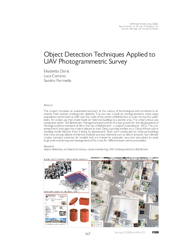 Pdf Object Detection Techniques Applied To Uav Photogrammetric Survey Sandro Parrinello And
