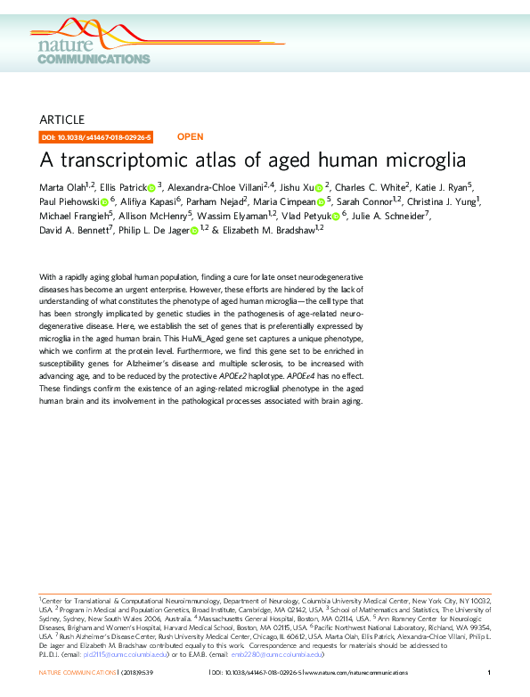 (PDF) A transcriptomic atlas of aged human microglia