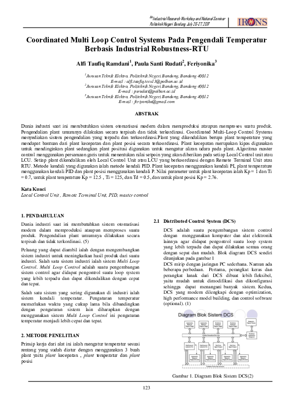 (PDF) Coordinated Multi Loop Control Systems Pada Pengendali Temperatur Berbasis Industrial ...