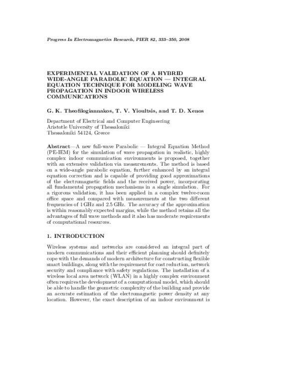 Pdf Experimental Validation Of A Hybrid Wide Angle Parabolic Equation Integral Equation