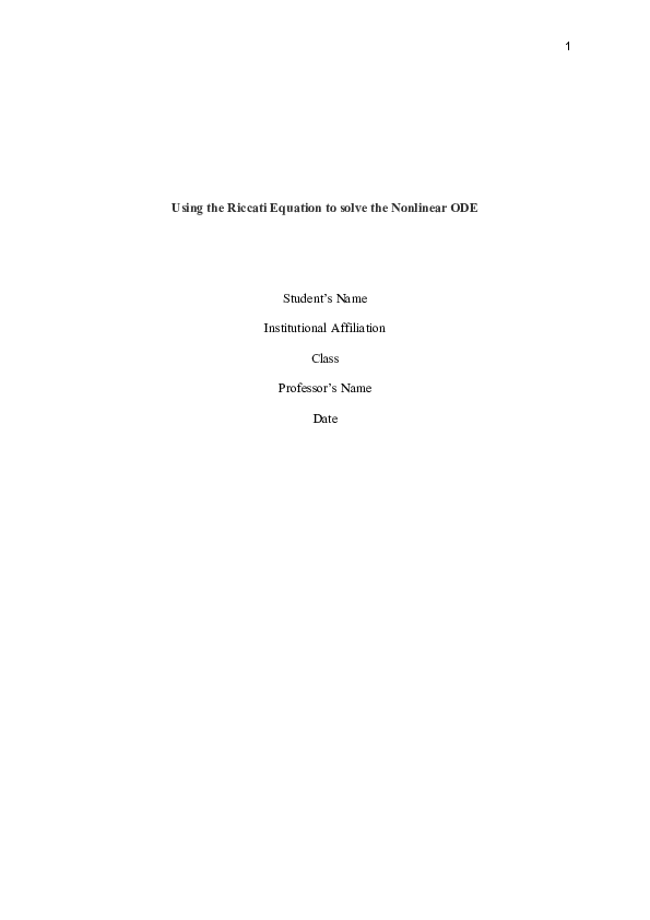 (DOC) First-order nonlinear ordinary differential equation