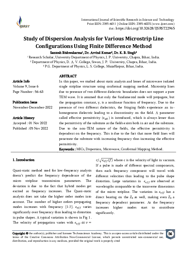 (PDF) Study of Dispersion Analysis for Various Microstrip Line ...