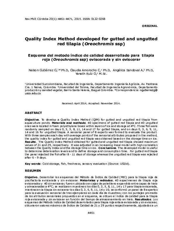 (PDF) Quality Index Method developed for gutted and ungutted red ...