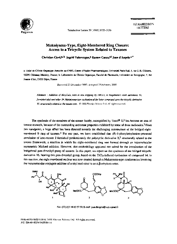 (PDF) Mukaiyama-type, eight-membered ring closure: Access to a ...