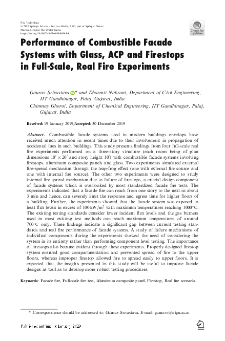 (PDF) Performance of Combustible Facade Systems with Glass, ACP and ...